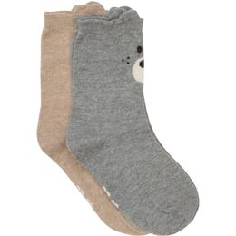 Minymo Kinder Socken "Socks with 3D Effect (2-Pack)" in Grau | Gr.: 31-34