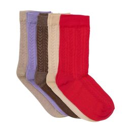 Minymo Kinder Socken "Socks with Knit (5-Pack)" in Rot | Gr.: 23-26