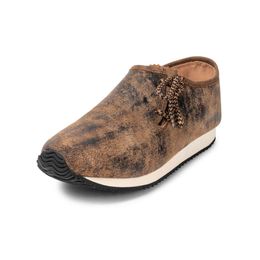 PAULGOS Haferlschuh Trachten Sneaker Schn&uuml;rschuh Echtleder in Whiskybraun | Gr.: 44