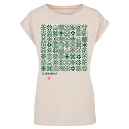 F4NT4STIC T-Shirt Muster Gr&uuml;n Symbole in Whitesand | Gr.: M