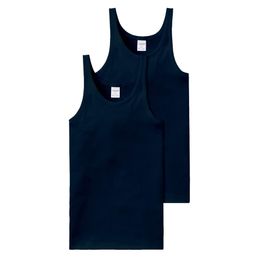 Schiesser Unterhemd Cotton Essentials Feinripp in Navy | Gr.: XXL