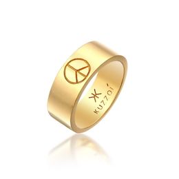 Kuzzoi Ring 925 Sterling Silber Peace-Zeichen in Gold | Gr.: 66