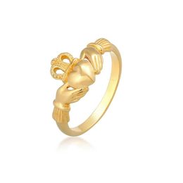 Elli Ring 925 Sterling Silber Claddagh, Herz, Krone in Gold | Gr.: 58