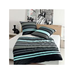 Janine Bettw&auml;sche J.D. 8464 02 Aqua Graphit in Blau | Gr.: 200x220 (2x 80x80 cm)
