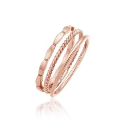 Elli Ring 925 Sterling Silber Geo, Ring Set, Twisted in Rosegold | Gr.: 56