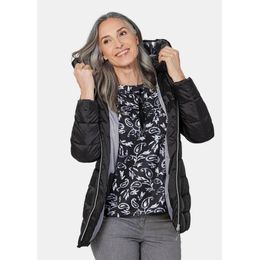 GOLDNER Kurzgr&ouml;&szlig;e: Lange Steppjacke mit Kapuze in schwarz | Gr.: 22