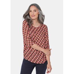 GOLDNER Bluse 3/4-Arm mit grafischem Druck in camel / gemustert | Gr.: 44