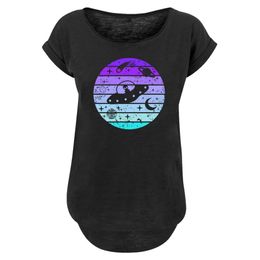F4NT4STIC Long Cut T-Shirt Retro Alien Weltraum Sonnenuntergang in schwarz | Gr.: XS