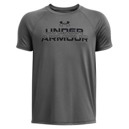 Under Armour Sportshirt "Ua Tech Split Wordmark Ss" in Grau | Gr.: M