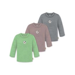 Normani Outdoor Sports 3er Pack Baby Merino Longsleeve Taupo in Grau/Rosa/Gr&uuml;n | Gr.: 110/116