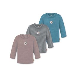 Normani Outdoor Sports 3er Pack Baby Merino Longsleeve Taupo in Blau/Grau/Rosa | Gr.: 74/80