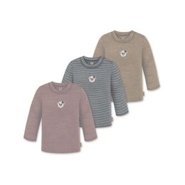 Normani Outdoor Sports 3er Pack Baby Merino Longsleeve Taupo in Beige/Grau/Rosa | Gr.: 62/68