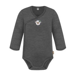 Normani Outdoor Sports Baby Merino Wickelbody Langarm "Kaitaia" in Anthrazit | Gr.: 86