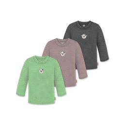 Normani Outdoor Sports 3er Pack Baby Merino Longsleeve Taupo in Anthrazit/Rosa/Gr&uuml;n | Gr.: 74/80