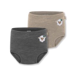 Normani Outdoor Sports 2er Pack Baby Merino Windelhose Tokoroa in Beige/Anthrazit | Gr.: 98