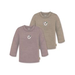 Normani Outdoor Sports 2er Pack Baby Merino Longsleeve Taupo in Rosa/Beige | Gr.: 74/80