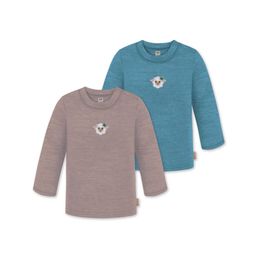 Normani Outdoor Sports 2er Pack Baby Merino Longsleeve Taupo in Rosa/Blau | Gr.: 74/80