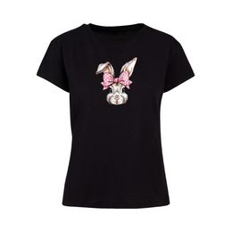 F4NT4STIC Box Tee Niedlicher Hase mit Schleife in schwarz | Gr.: S