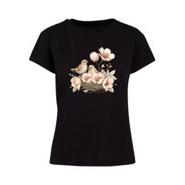 F4NT4STIC Box Tee Vogelnest Blumen in schwarz | Gr.: XL