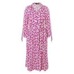 More & More More & More Hemdblusenkleid in graphical leaf print pink hibiscus | Gr.: 44