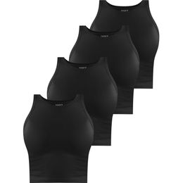 Janice 4 x Damen crop Top hochgeschlossen Niah in Schwarz | Gr.: XS/S