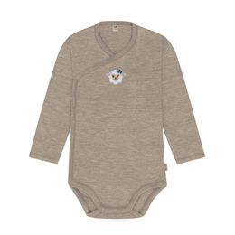 Normani Outdoor Sports Merino Baby-Body lang&auml;rmeliger Wickelbody in Beige | Gr.: 86