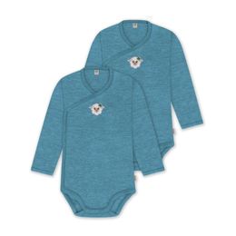 Normani Outdoor Sports 2er Pack Baby-Body Basic Merino Wickelbody in Blau | Gr.: 86