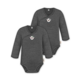 Normani Outdoor Sports 2er Pack Doppelpack Baby-Body Merino Wickelbody in Anthrazit | Gr.: 80