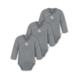 Normani Outdoor Sports 3x Baby Merino Wickelbody in Grau gestreift | Gr.: 86