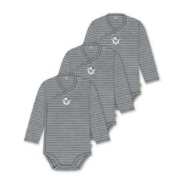 Normani Outdoor Sports 3er Pack Merino Baby-Body in Grau gestreift | Gr.: 68