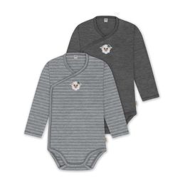Normani Outdoor Sports 2er Pack Bio Baby-Body Langarm Wickelbody in Grau/Anthrazit | Gr.: 62