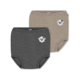 Normani Outdoor Sports 2er Pack Baby Merino Windelhose Tokoroa in Beige/Anthrazit | Gr.: 98
