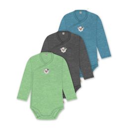 Normani Outdoor Sports 3er Set Baby-Body Wickelbody Toddler-Bodysuit in Blau/Anthrazit/Gr&uuml;n | Gr.: 86