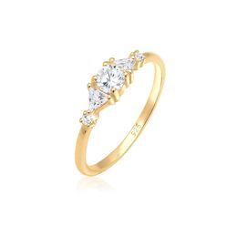 Elli Ring 925 Sterling Silber Verlobungsring in Gold | Gr.: 56