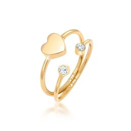 Elli Ring 925 Sterling Silber Herz, Ring Set in Gold | Gr.: 52