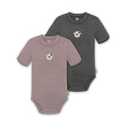 Normani Outdoor Sports 2er Set Doppelpack Baby Merino Body in Rosa/Anthrazit | Gr.: 86