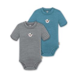 Normani Outdoor Sports 2er Set Doppelpack Baby Merino Body in Grau/Blau | Gr.: 74