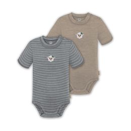 Normani Outdoor Sports 2er Set Doppelpack Baby Merino Body in Grau/Beige | Gr.: 62