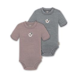 Normani Outdoor Sports 2er Set Doppelpack Baby Merino Body in Rosa/Grau | Gr.: 92