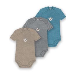 Normani Outdoor Sports 3er Set Baby Merino Body Kurzarm Tauranga in Blau/Grau/Beige | Gr.: 92