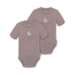 Normani Outdoor Sports 2er Set Baby Unisex Merino Kurzarm Body mit Druckknopf in Rosa | Gr.: 86
