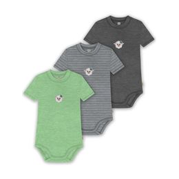 Normani Outdoor Sports 3er Set Bio Baby Body Kurzarm aus Merinowolle f&uuml;r Junge und M&auml;dchen in Anthrazit/Grau/Gr&uuml;n | Gr.: 92