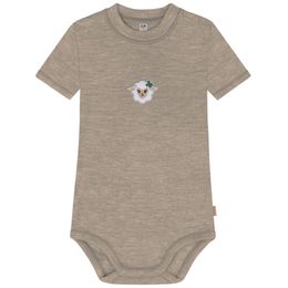 Normani Outdoor Sports Baby Kurzarm Body - 100% Bio-Merinowolle in Beige | Gr.: 56