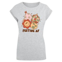 F4NT4STIC T-Shirt Festive AF Weihnachten Tree Balls in grau meliert | Gr.: 4XL