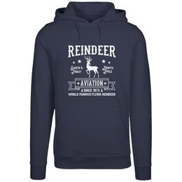 F4NT4STIC Hoodie Reindeer Aviation Retro Christmas Sign in marineblau | Gr.: XXL