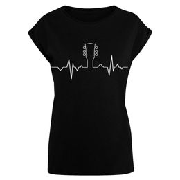 F4NT4STIC Extended Shoulder T-Shirt Gitarre Herzschlag design in schwarz | Gr.: 3XL