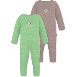 Normani Outdoor Sports 2er Pack Baby Merino Strampler Tangoio in Rosa/Gr&uuml;n | Gr.: 62