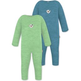 Normani Outdoor Sports 2er Pack Baby Merino Strampler Tangoio in Blau/Gr&uuml;n | Gr.: 86