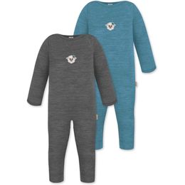 Normani Outdoor Sports 2er Pack Baby Merino Strampler Tangoio in Blau/Anthrazit | Gr.: 86