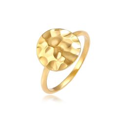Elli Ring 925 Sterling Silber Geo, Pl&auml;ttchen in Gold | Gr.: 54
